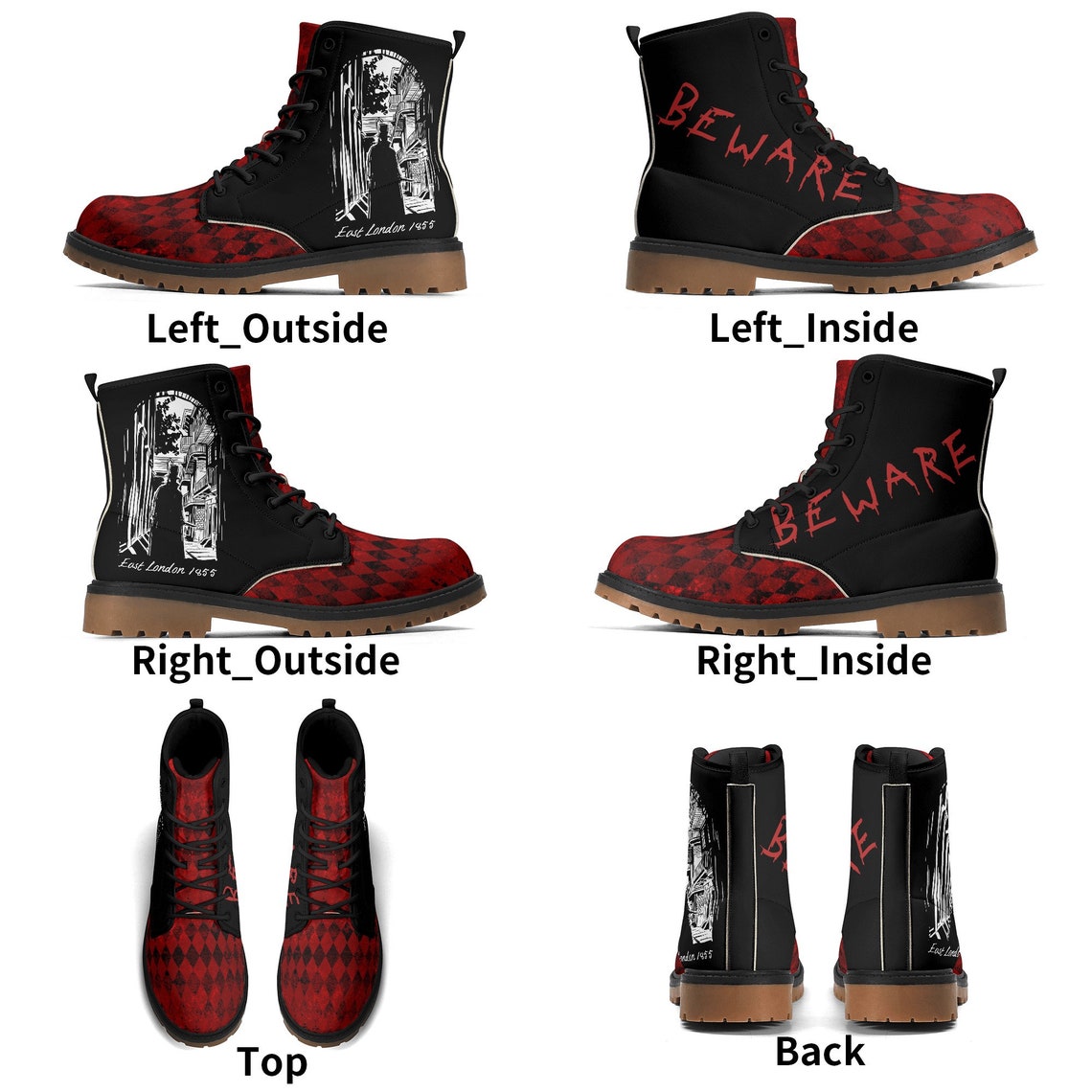 Men Boots Unique Jack the Ripper Themed Footwear Stylish and Durable ...