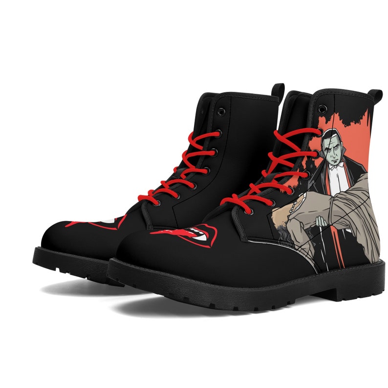 Vampire Woman Boots Chic Leather Boots Featuring Dracula Carrying a ...