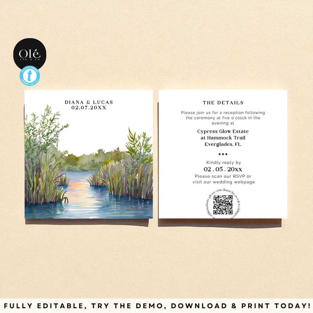 Editable Wedding Invitation Template, Save the Date Card, Printable ...