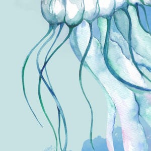 Watercolor Jellyfish Digital Download Tranquil Ocean Art - Etsy