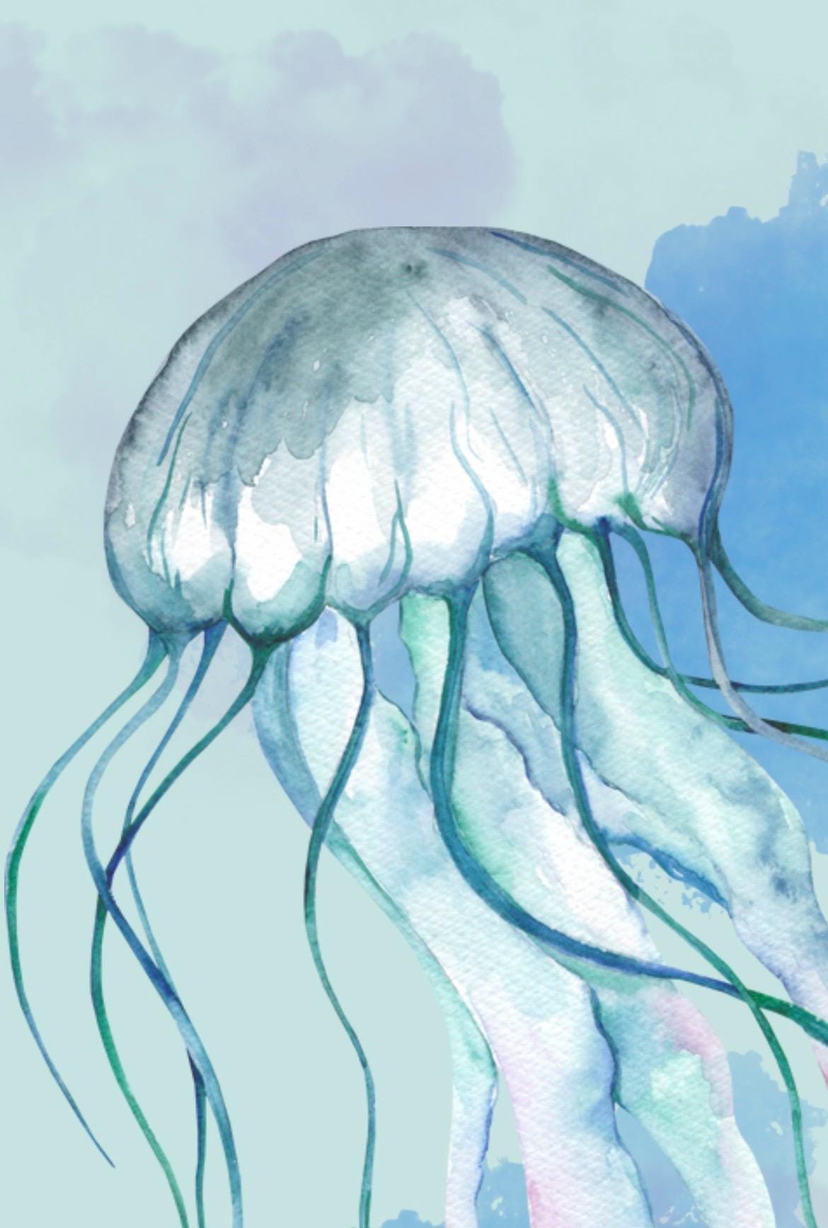 Watercolor Jellyfish Digital Download Tranquil Ocean Art - Etsy