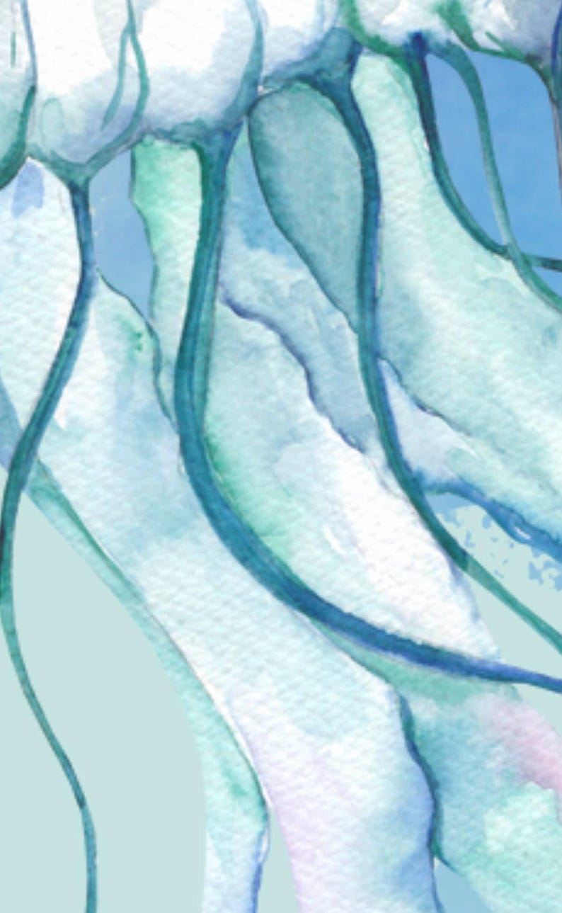 Watercolor Jellyfish Digital Download Tranquil Ocean Art - Etsy