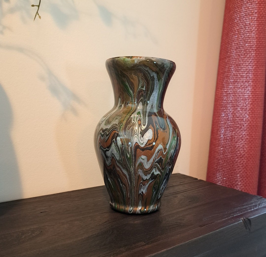 Glass Vase Gift Fluid Art Handmade Home Decor Shelf - Etsy