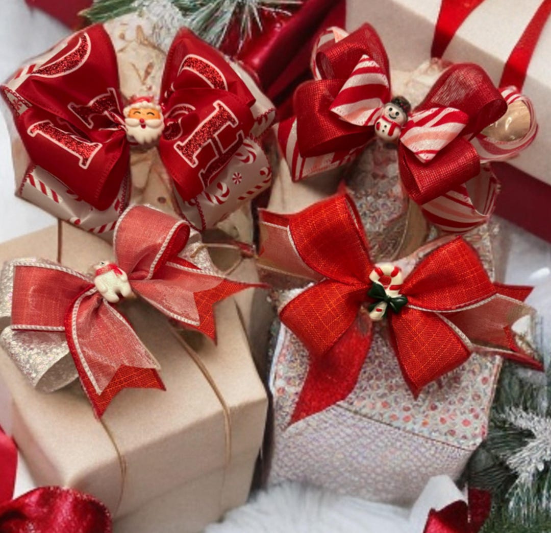 Christmas Package Bow Set 4 - Etsy