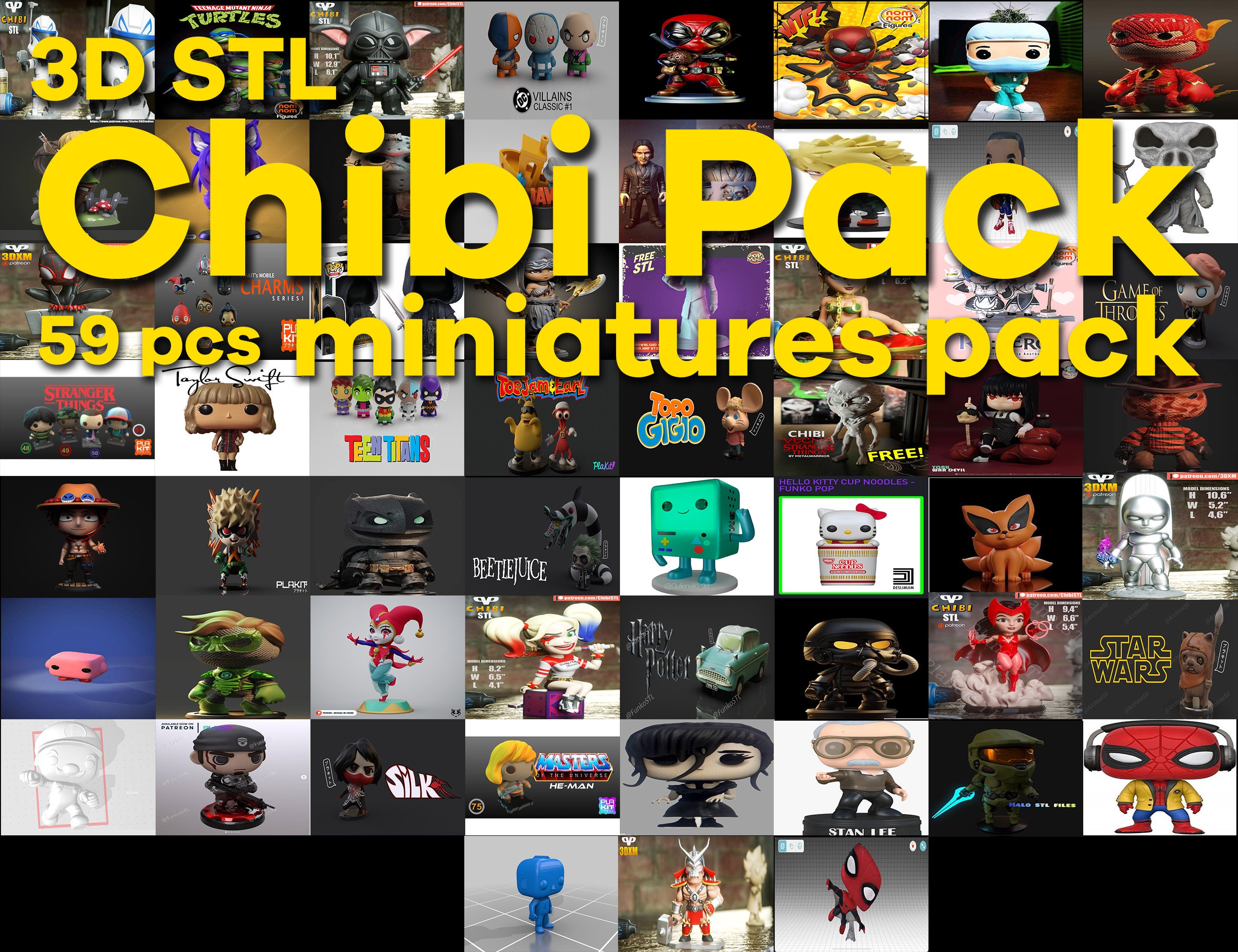 3D STL Chibi Pack 3d stl pack stl pack stl bundle stl file chibi stl ...