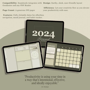 2024 Clickable PDF goodnotes-friendly Digital Monthly and Daily Planner ...