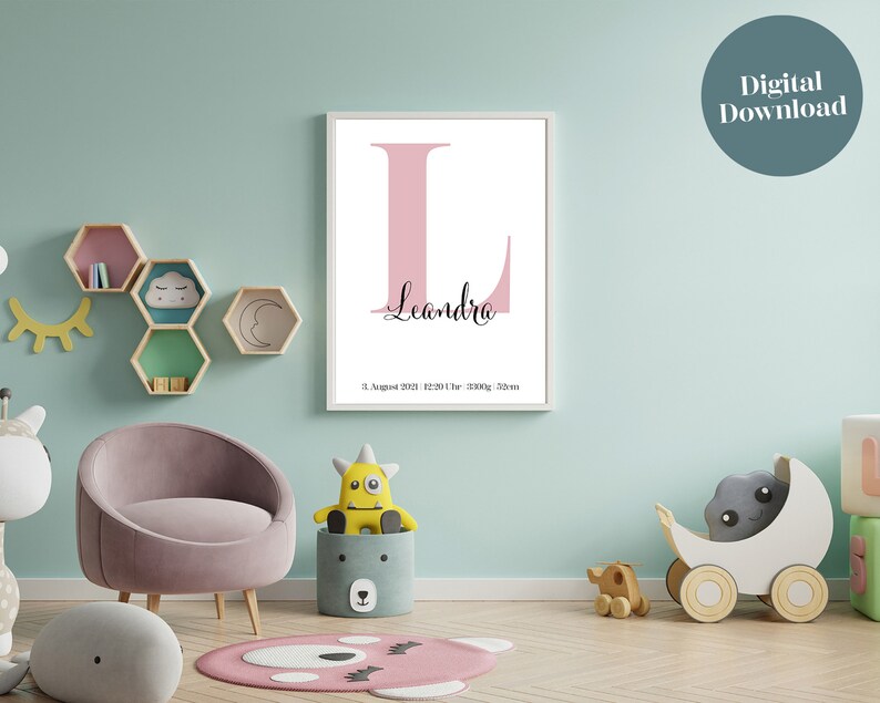 Birth Poster Digital to Print, Baby, Individualized, Newborn, Gift ...