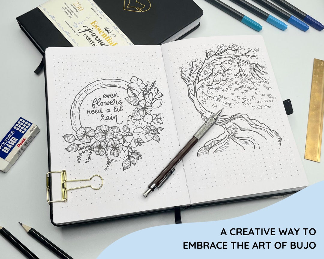 Premade Undated A5 Bullet Dotted Journal Planner | 230 Hand Drawn Pages ...