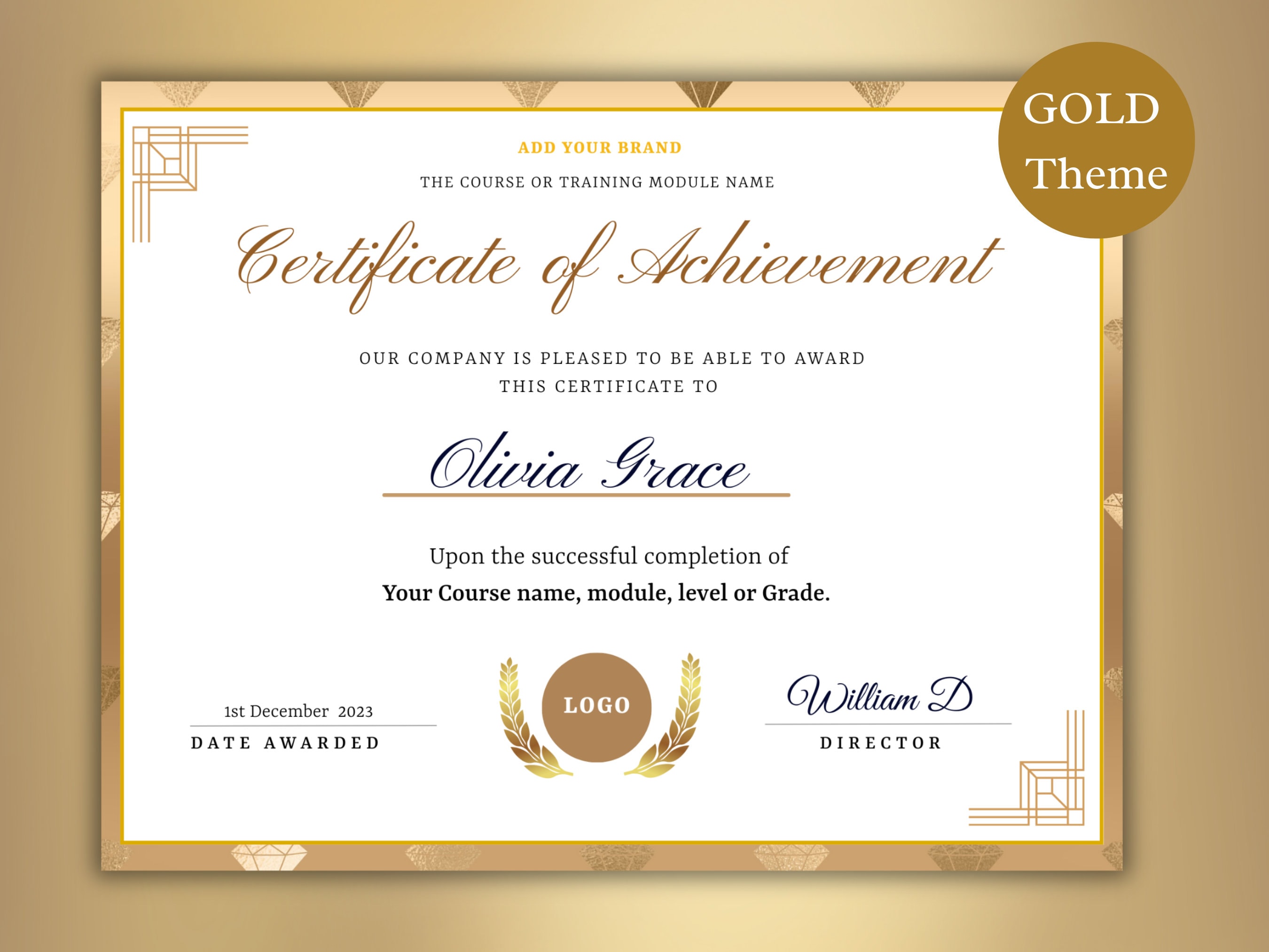 Certificate of Achievement Template Completion Printable - Etsy