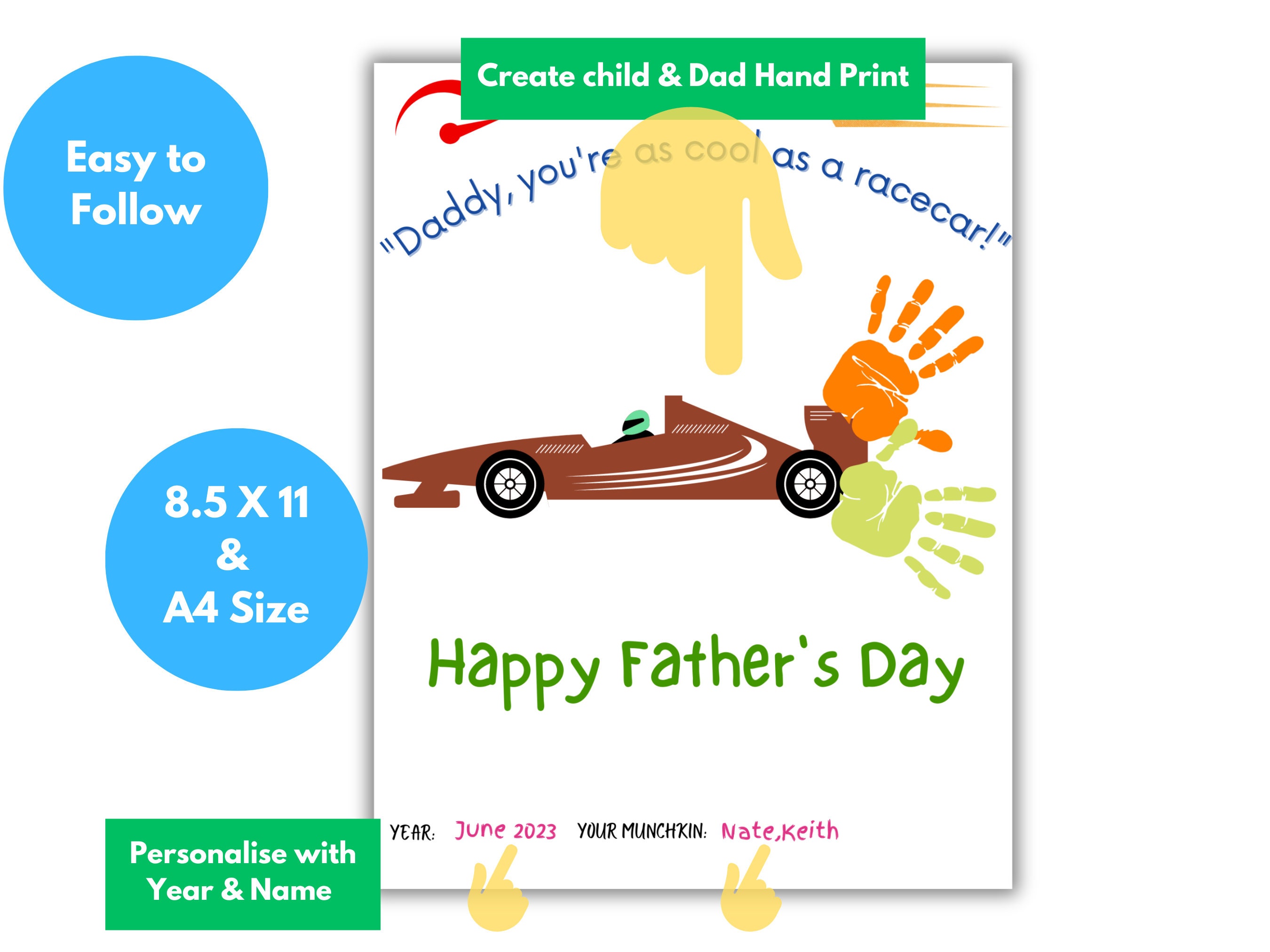 Fathers Day Handprint Printable, Fathers Day Handprint Craft, Fathers ...