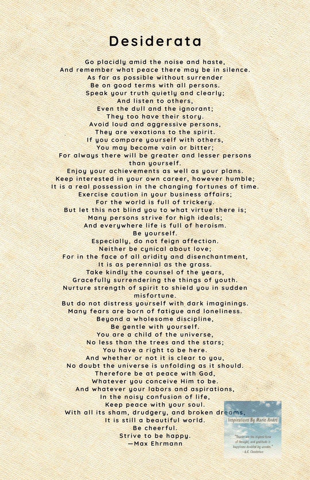 Desiderata — Graduation Poem - Etsy