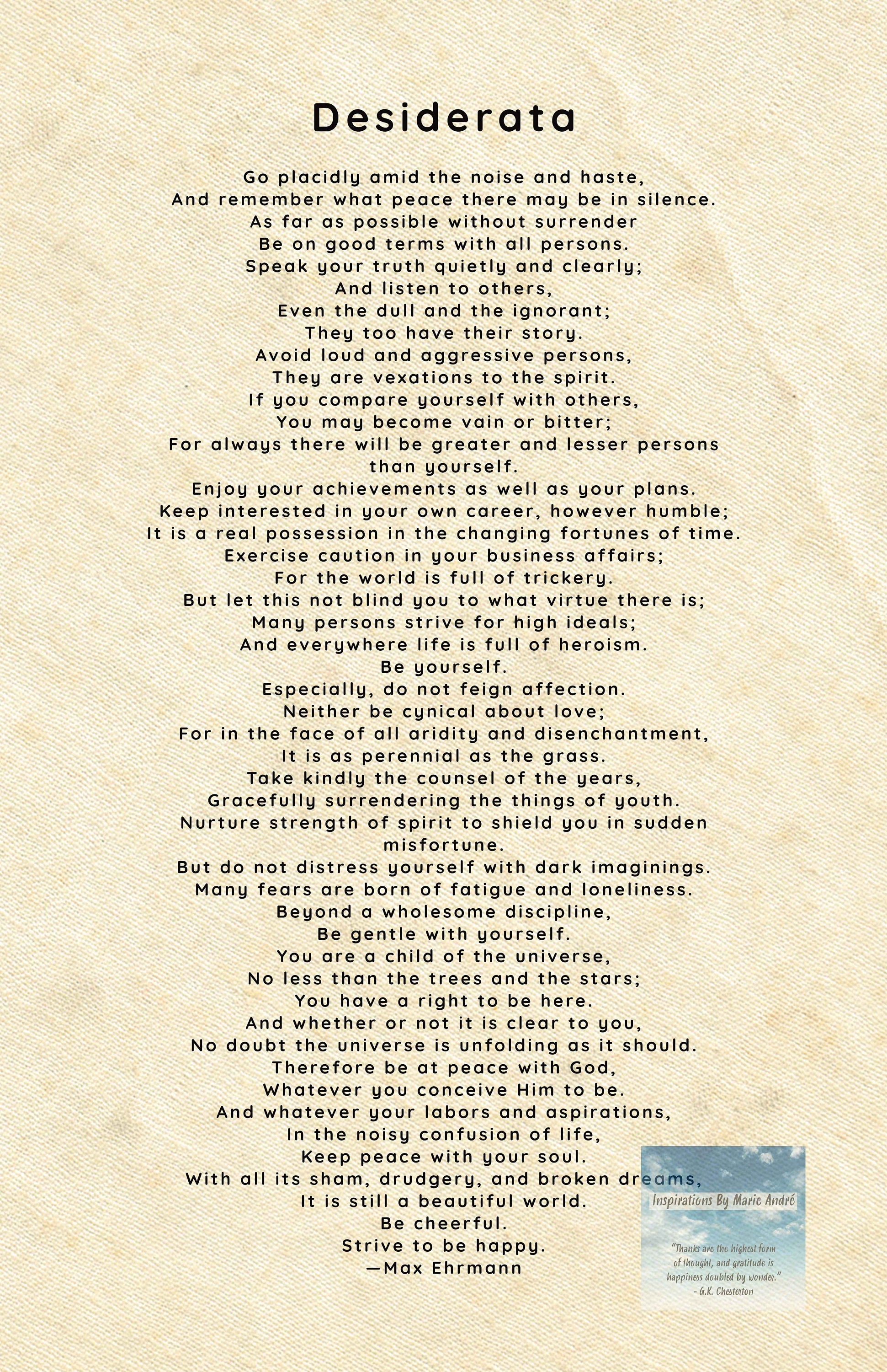 Desiderata — Graduation Poem - Etsy