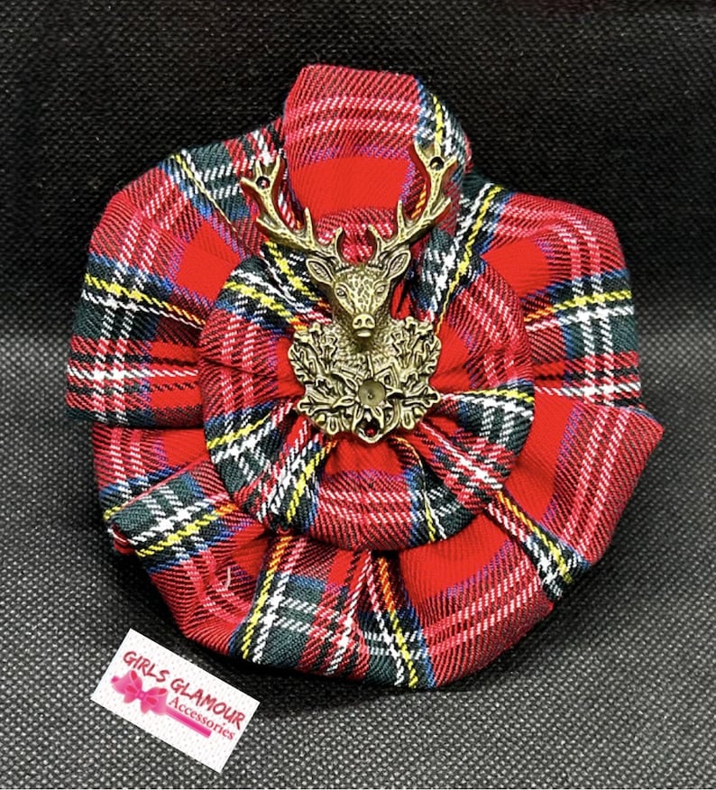 Scottish Celtic Royal Stewart Red Tartan Plaid Sash Rosette Burns Night Wedding Dress Kilt Page ...