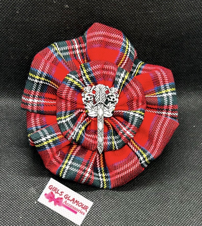 Scottish Celtic Royal Stewart Red Tartan Plaid Sash Rosette Burns Night Wedding Dress Kilt Page ...