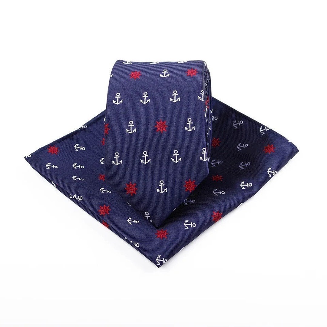 Men Bow Tie Anchor Nautical Navy Slim Hanky Handkerchief Sailor Costume ...