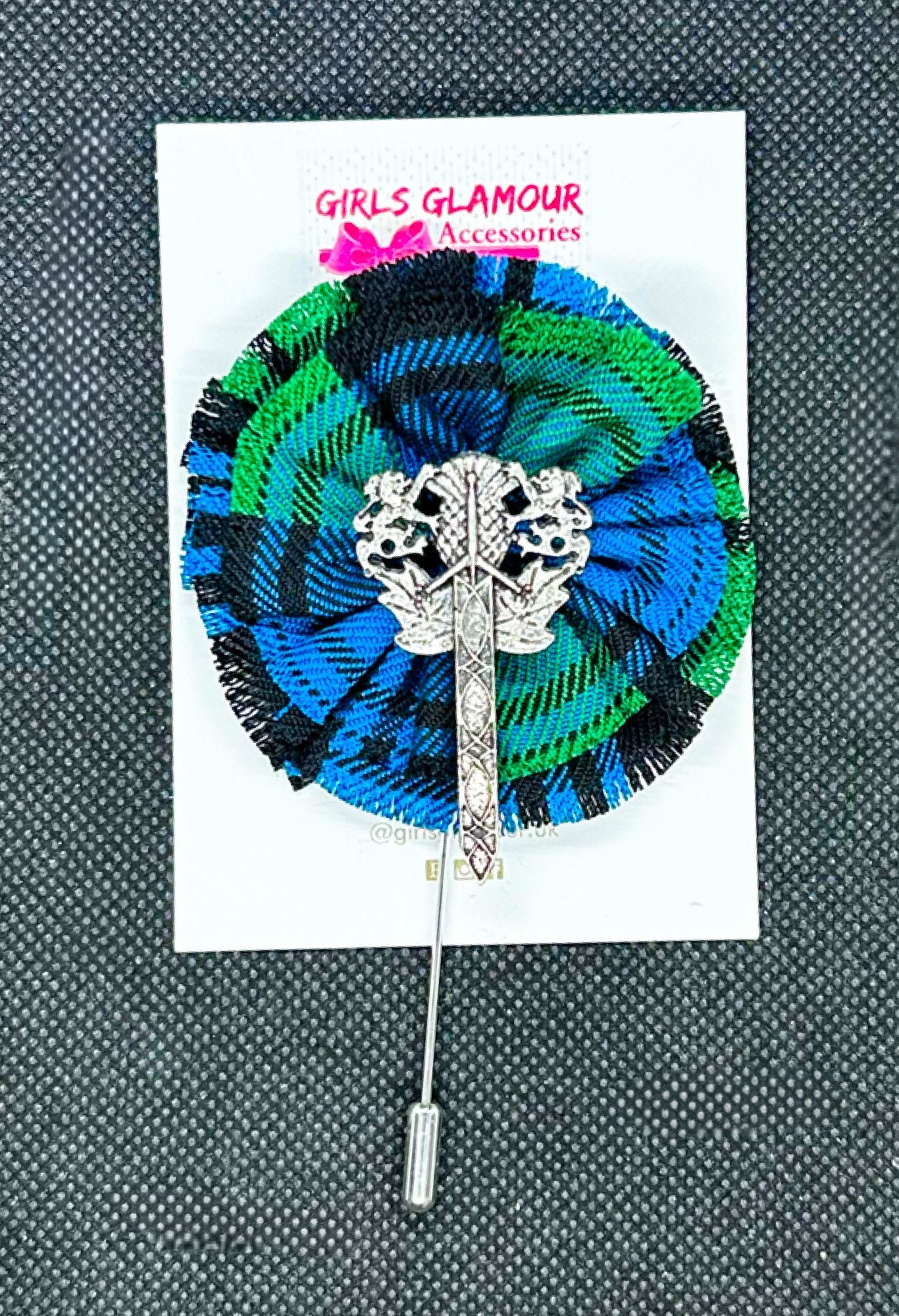 Scottish Campbell Ancient Stewart Lapel Pin Tartan Plaid Sash Rosette ...