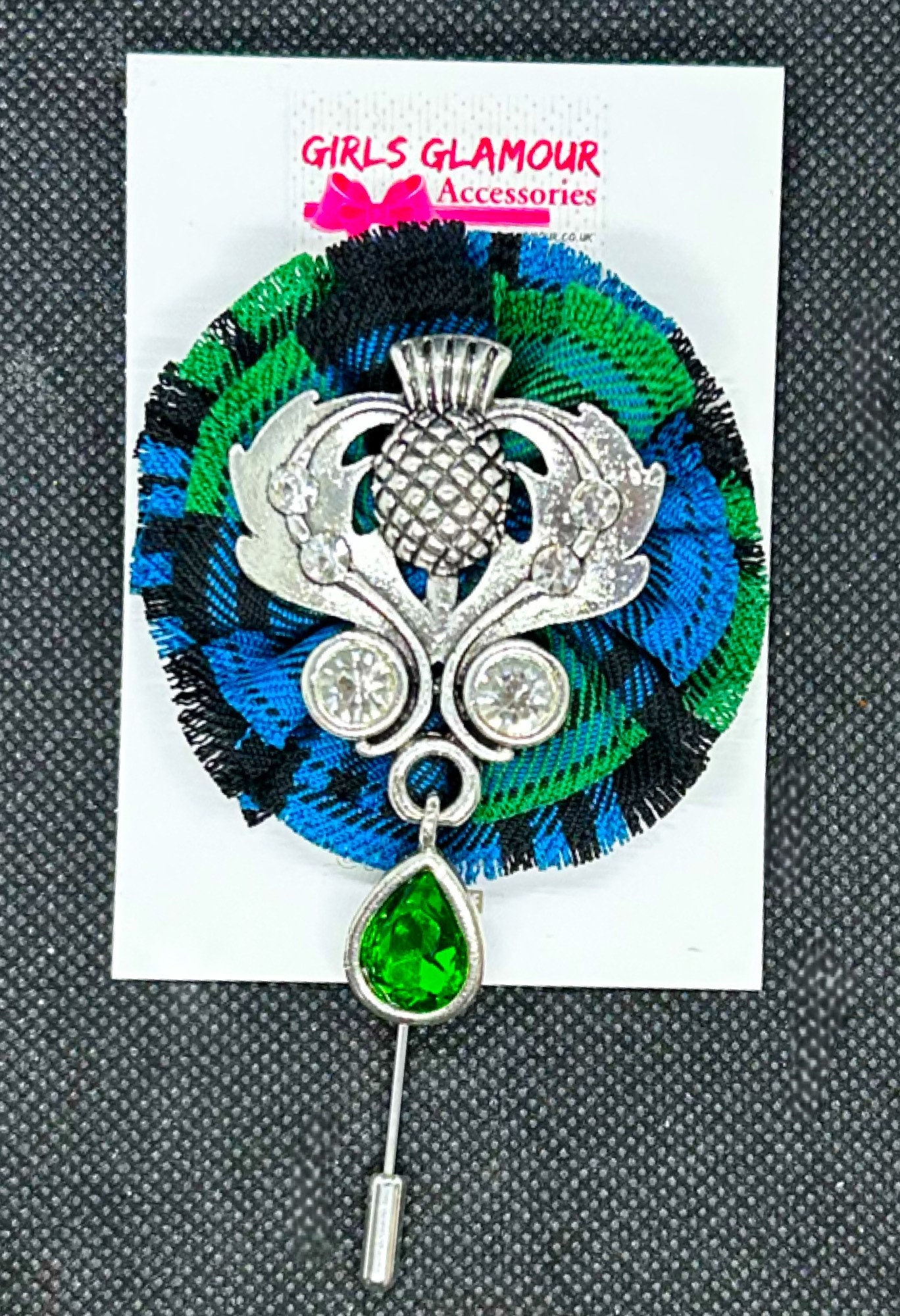 Scottish Campbell Ancient Stewart Lapel Pin Tartan Plaid Sash Rosette ...