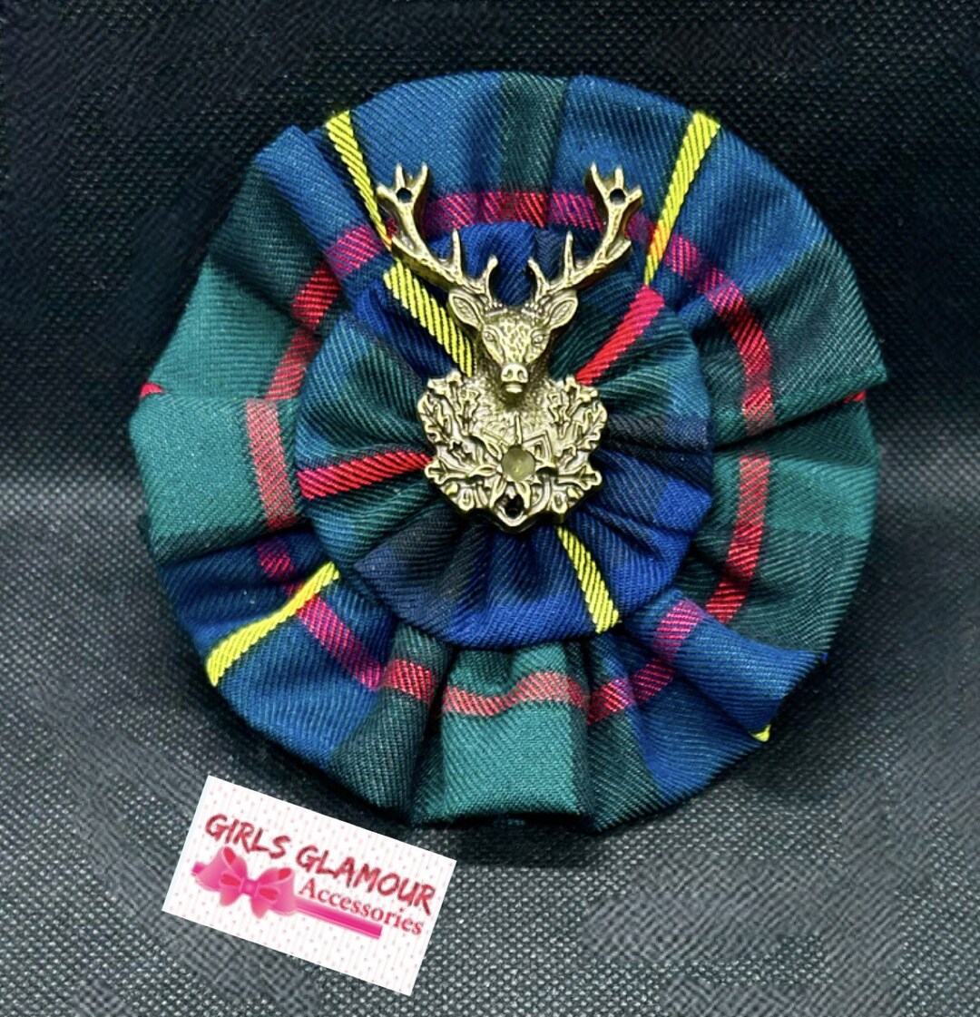 Macleod of Harris Scotland Pride Stewart Tartan Plaid Sash Rosette ...