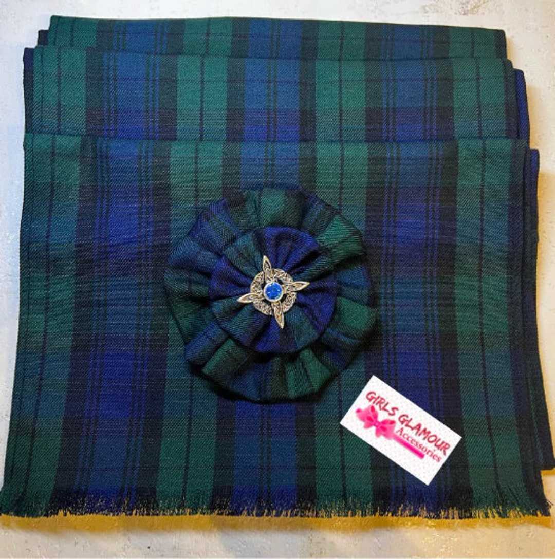 Scottish Celtic Black Watch Tartan Plaid Sash Rosette Burns Night ...