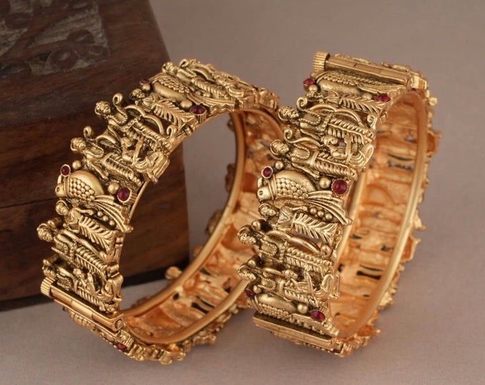 Premium Quality Gold Kundan Meenakari Bangles/brass Ruby Bangles ...