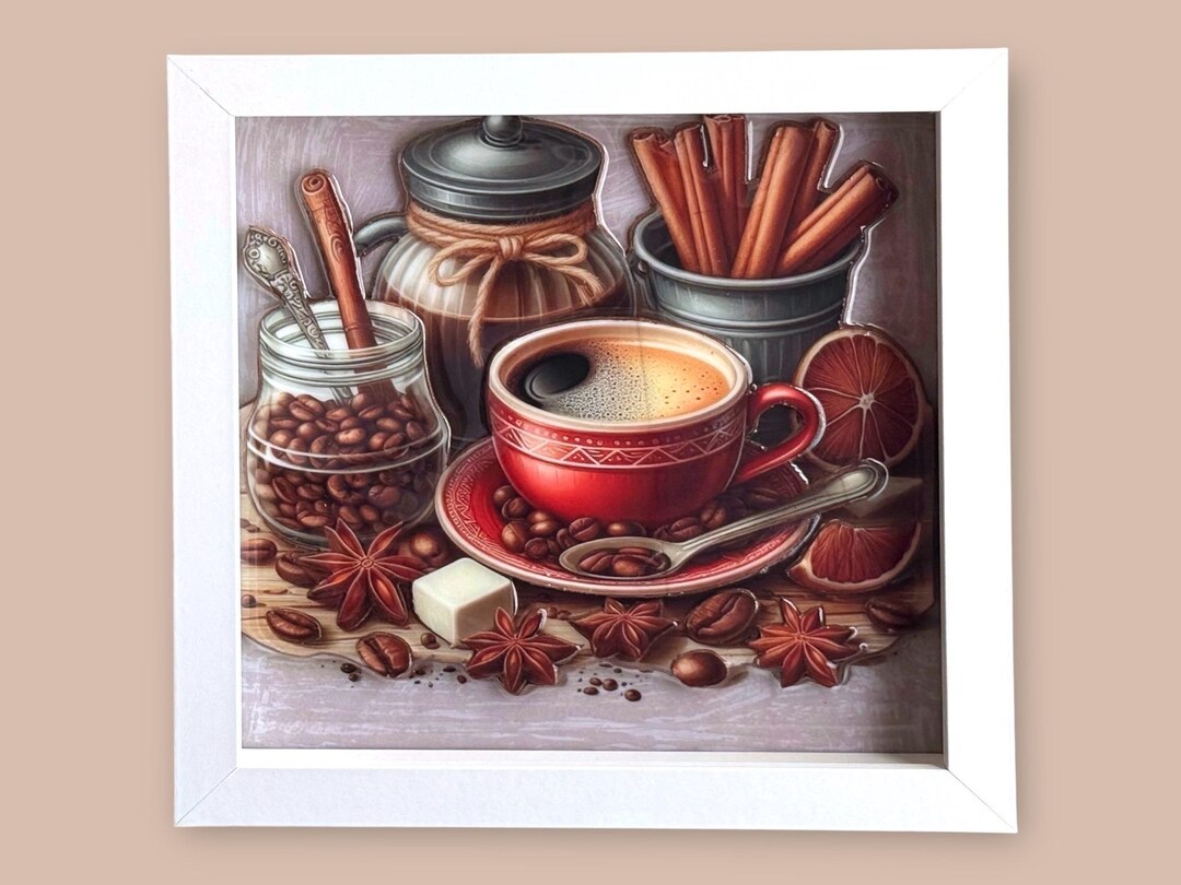 Kitchen Wall Art, Handmade 3D, Coffee Wall Art, Framhouse Kitchen Decor ...