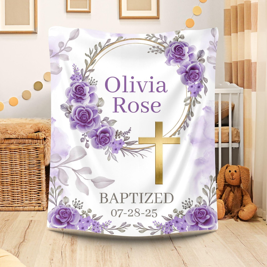 Personalized Baptism Blanket for Girl Baptism Gift From Godmother ...