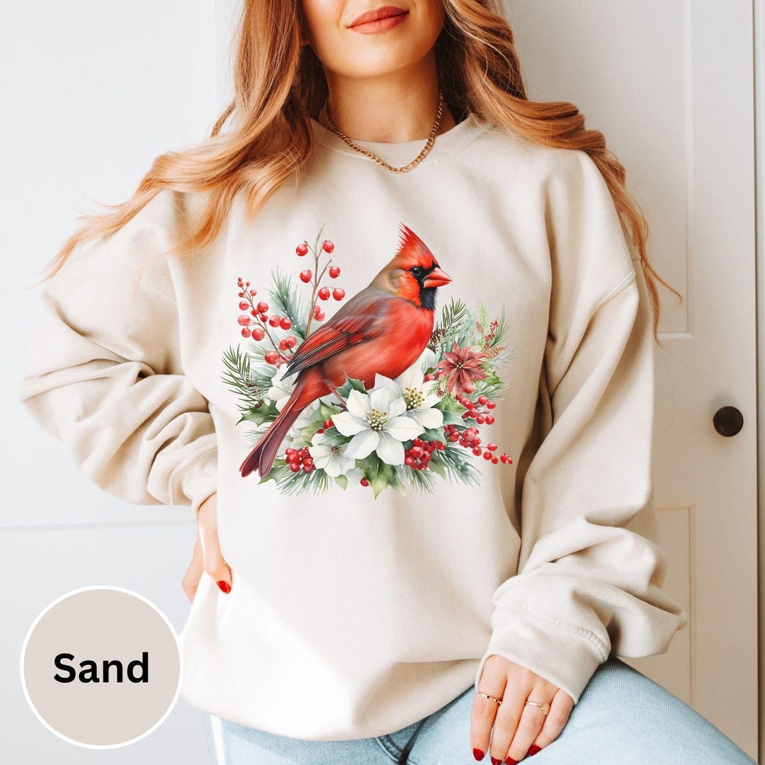 Red Cardinal Sweatshirt Christmas Cardinal Lover Gift for Bird Watching ...