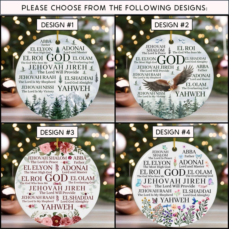 Names of God Ornament, Jehovah Yahweh Christian Ornament, Godly Gift ...