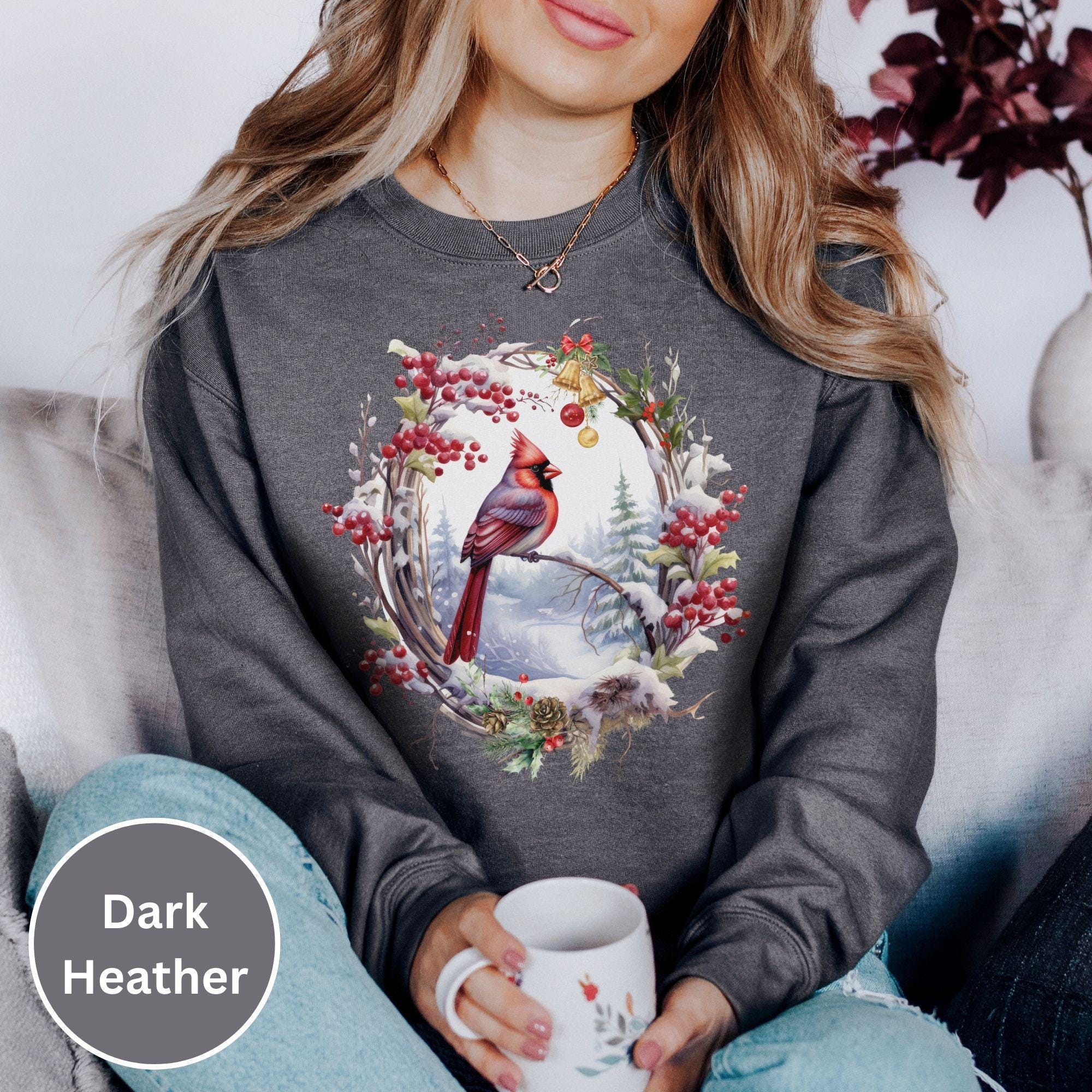Red Cardinal Sweatshirt Christmas Cardinal Lover Gift for Bird Watching ...