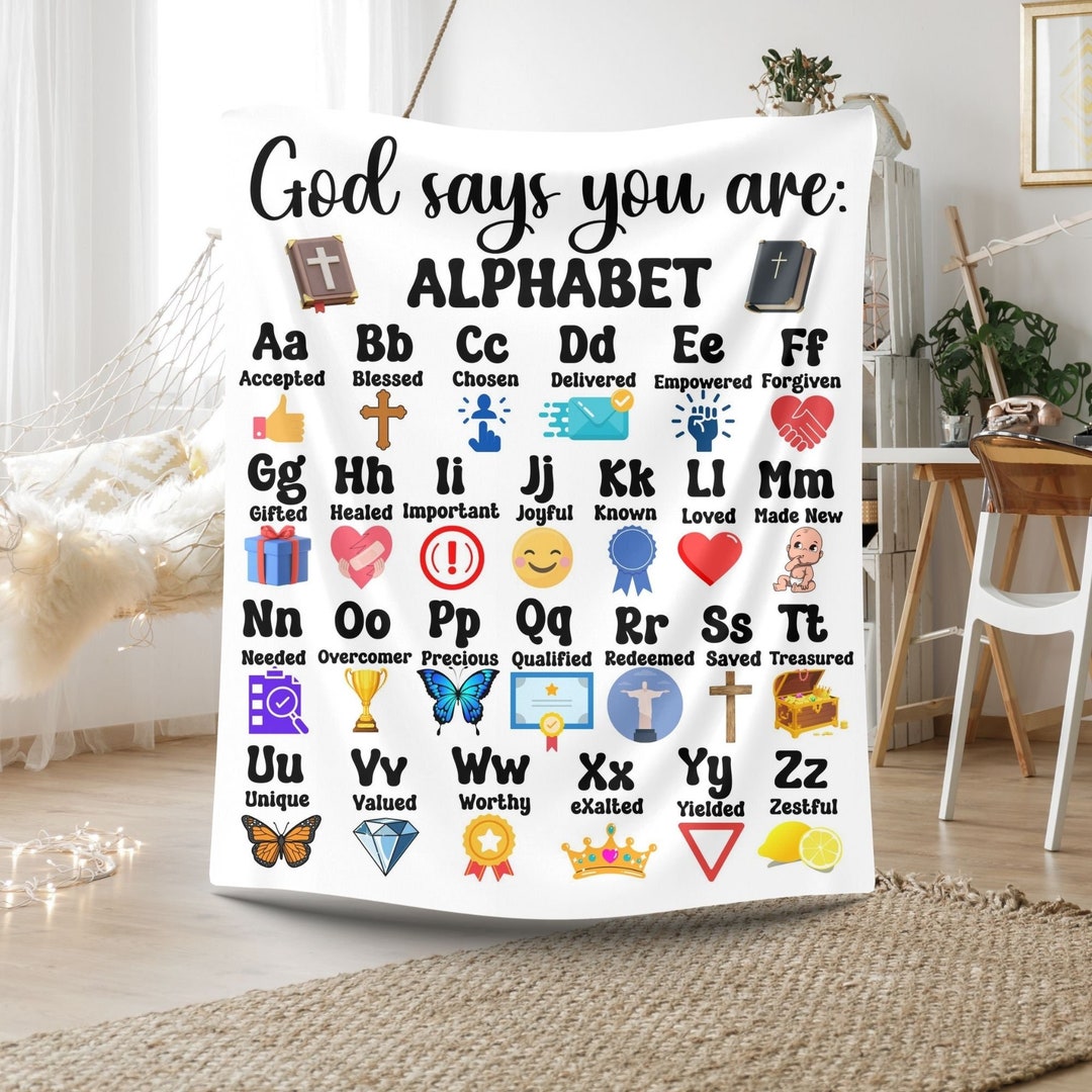 God Says You Are Christian Blanket Alphabet Bible Faith Gift for ...