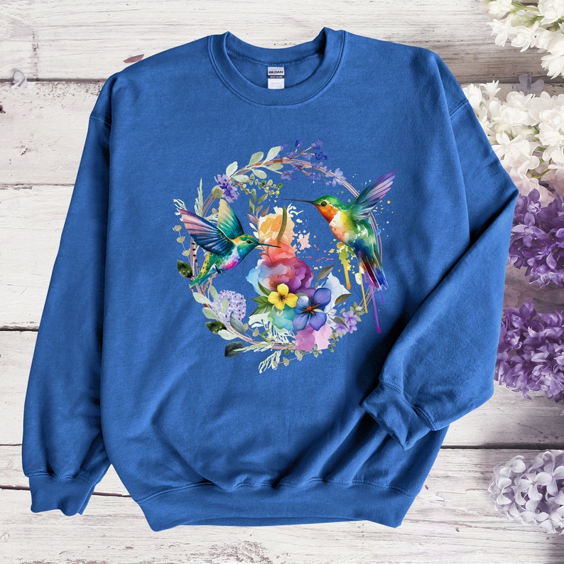 Hummingbird Sweatshirt Humming Bird Gifts Floral Hummingbird Shirt Bird ...