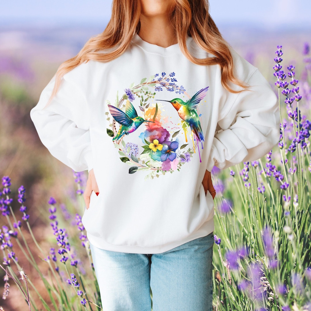 Hummingbird Sweatshirt Humming Bird Gifts Floral Hummingbird Shirt Bird ...