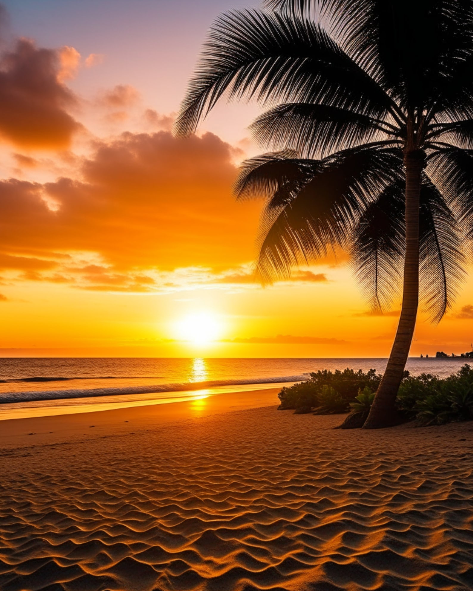 Beach Sunset Sunrise Palm Trees Sand Hawaii, Maui Vacation Imagine ...
