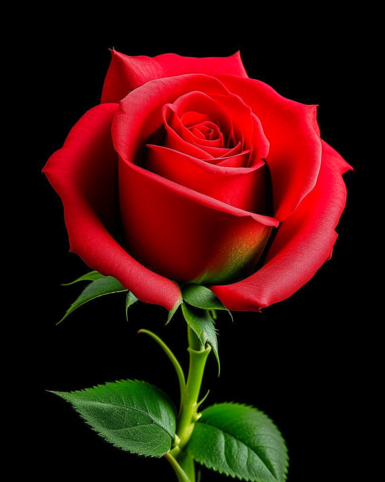 A Single Red Rose Wonderful Details Vibrant Colors Perfection Wall ...