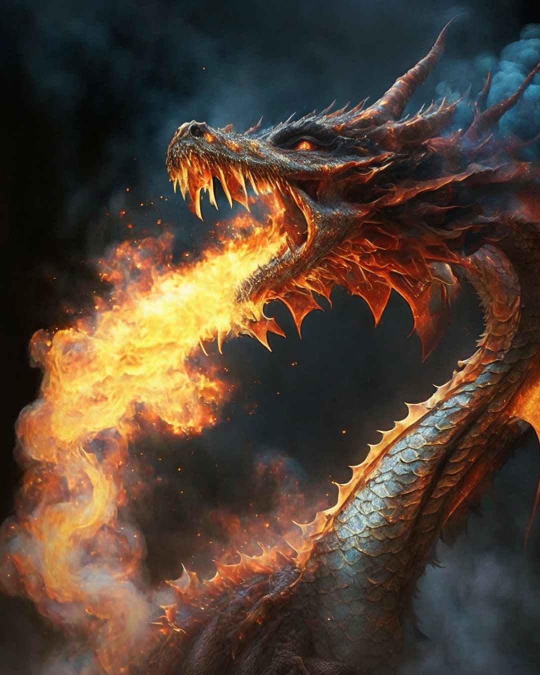 Dragon Fire Breathing Fantasy Anime Dungeon Draco Hydra - Etsy