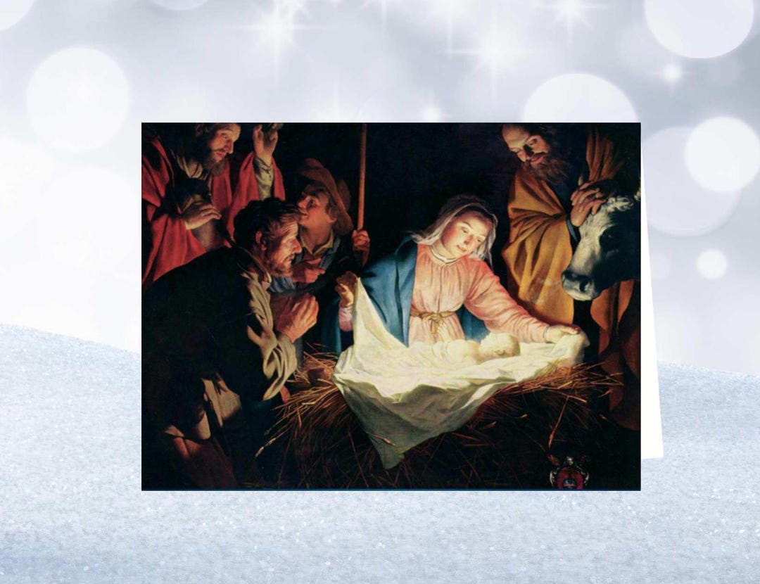 Personalised Religious Christmas Cards: Manger Scene With Inserts - Etsy UK