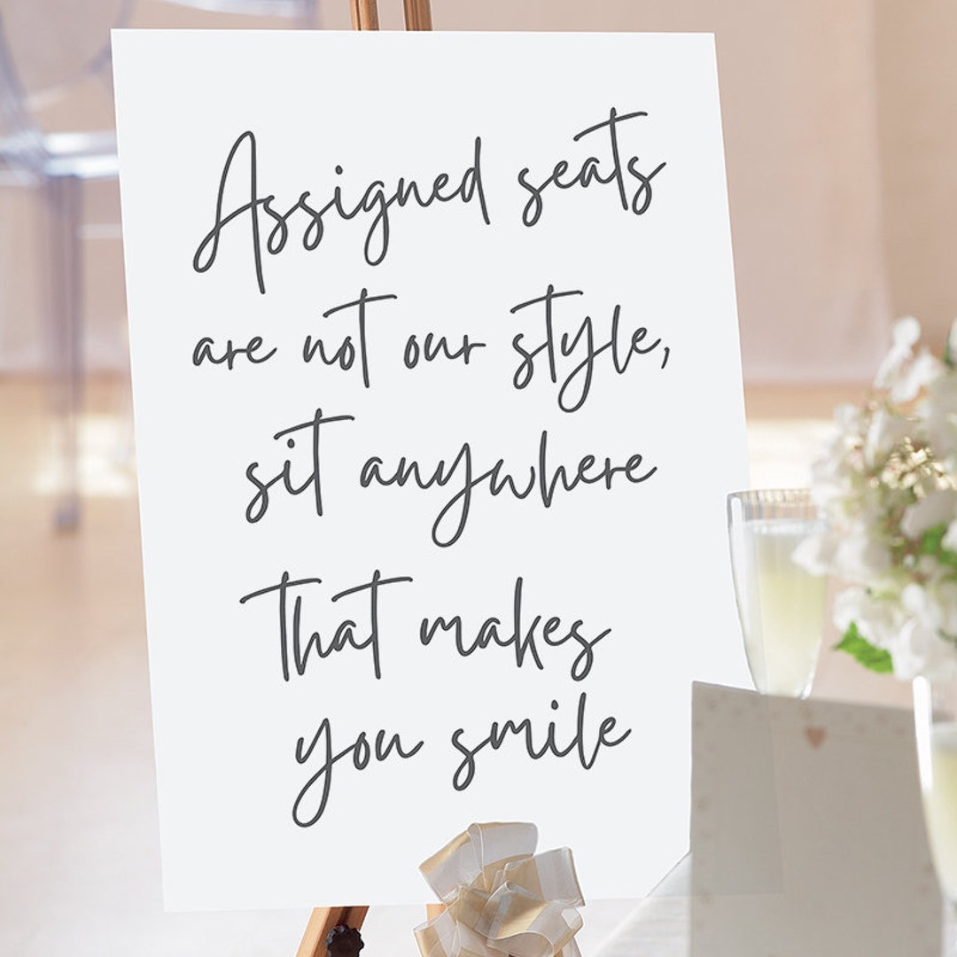 Assigned Seats Wedding Sign: Sit Anywhere, Custom Sizes - Etsy