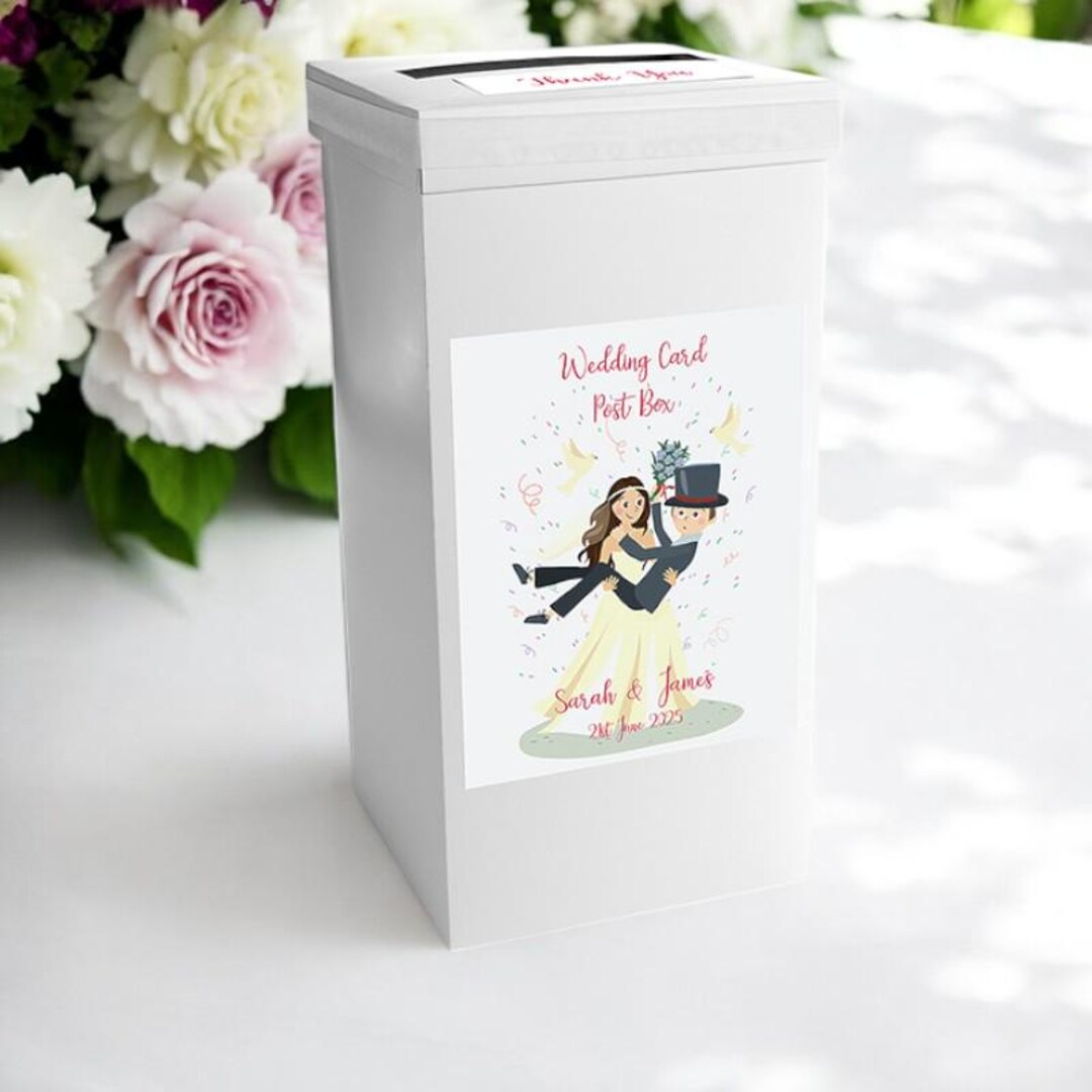 Bride and Groom Personalised Wedding Post Box, Wedding Card Postbox ...