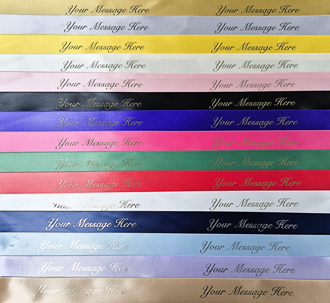 Personalised Satin Ribbon: Custom Text, Gift Wrapping, Weddings, 25mm ...