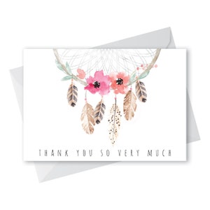 Boho Thank You Cards, Pack of 20 Cards & Envelopes, 5 Designs per Pack ...