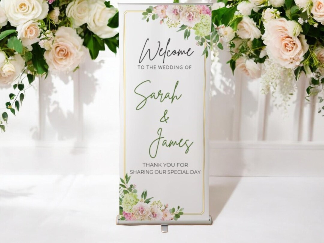 Floral Wedding Banner, Wedding Welcome Banner, Personalised Wedding ...