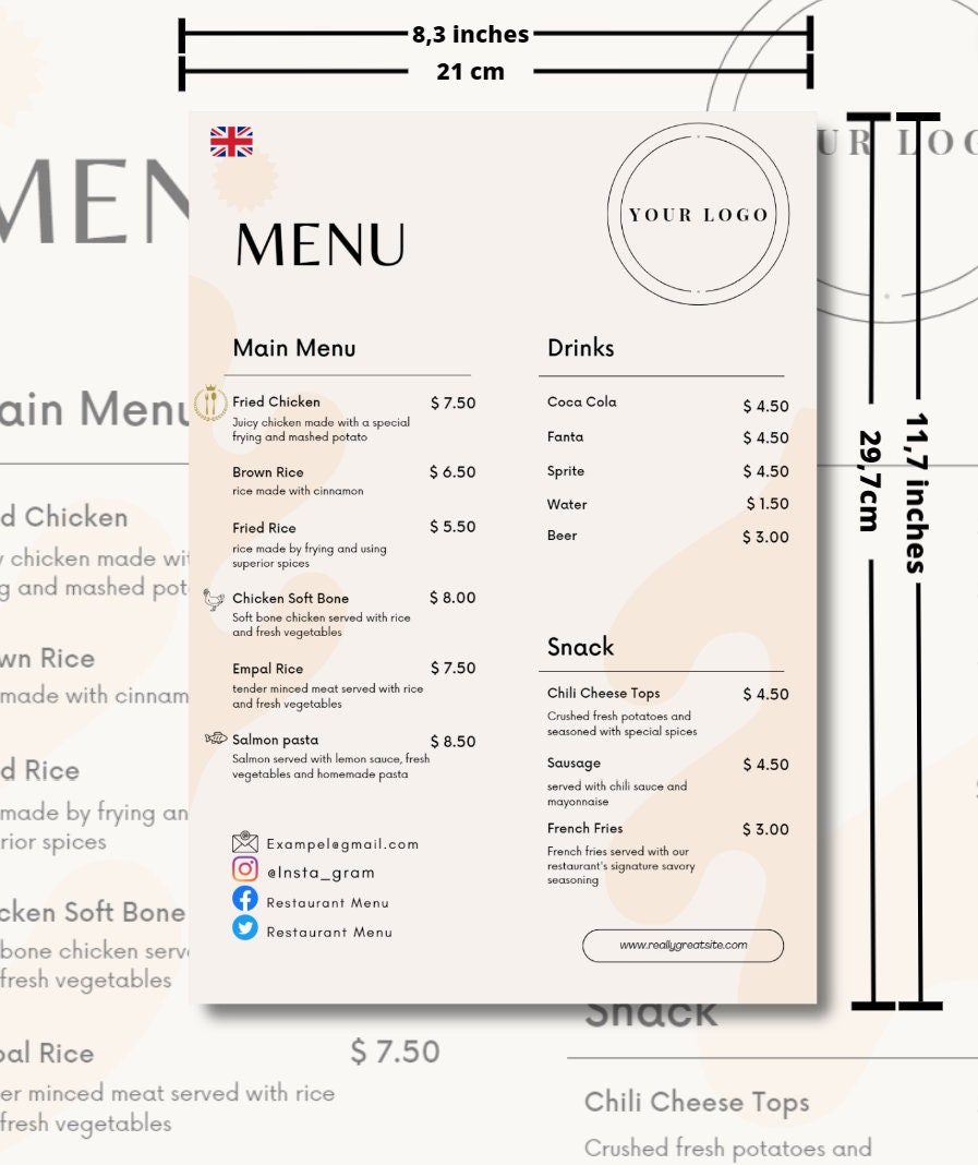 Beige Restaurant Menu Template, Eye-catching, Stylish, Professional ...