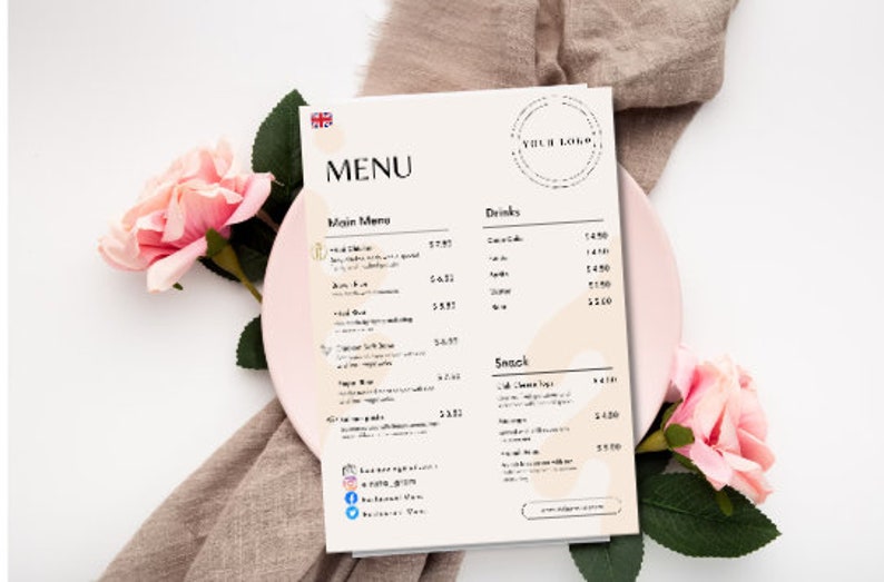 Beige Restaurant Menu Template, Eye-catching, Stylish, Professional ...