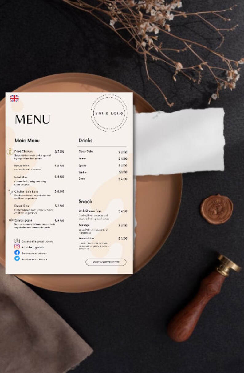 Beige Restaurant Menu Template, Eye-catching, Stylish, Professional ...
