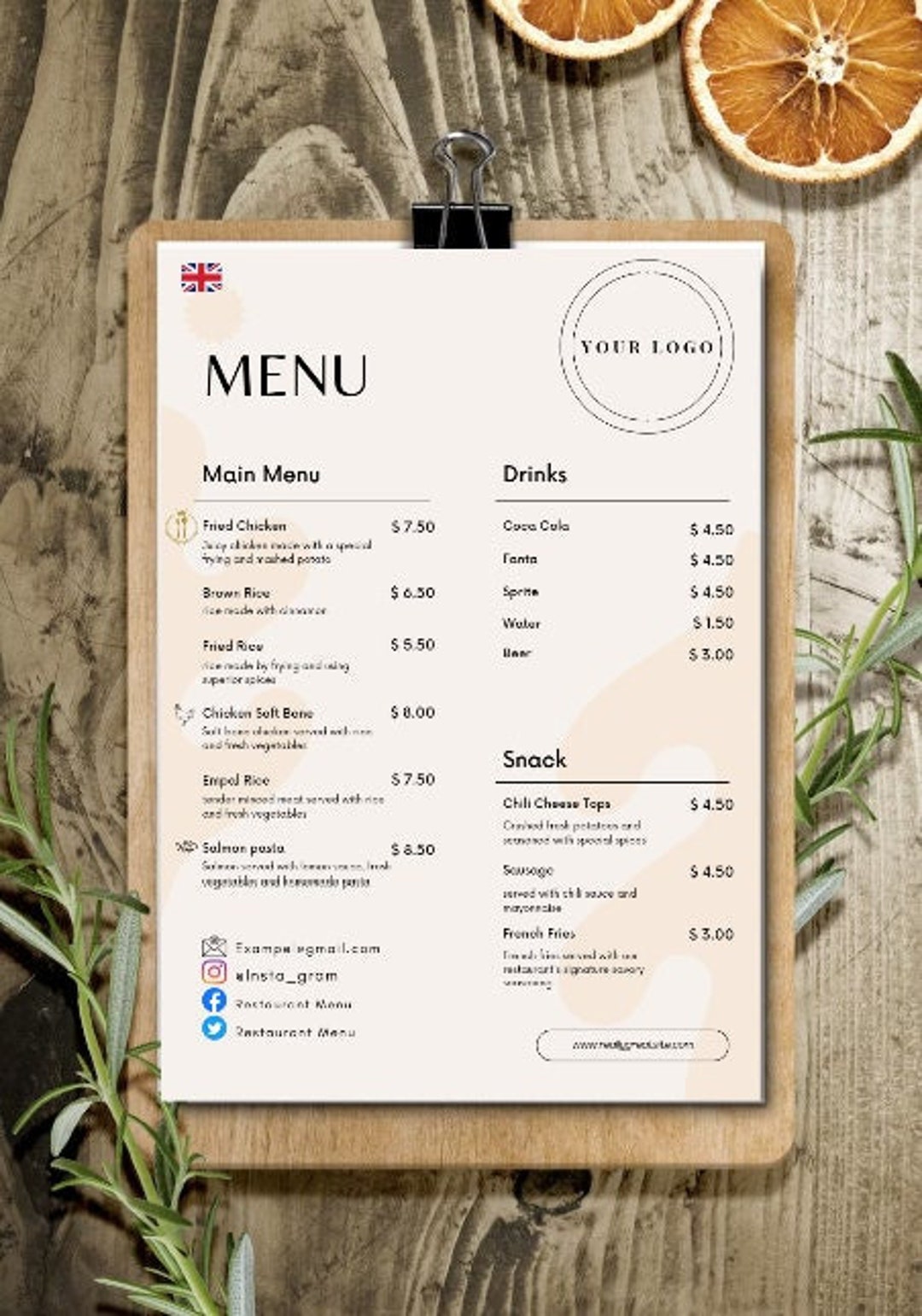 Beige Restaurant Menu Template, Eye-catching, Stylish, Professional ...