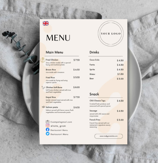 Beige Restaurant Menu Template, Eye-catching, Stylish, Professional ...