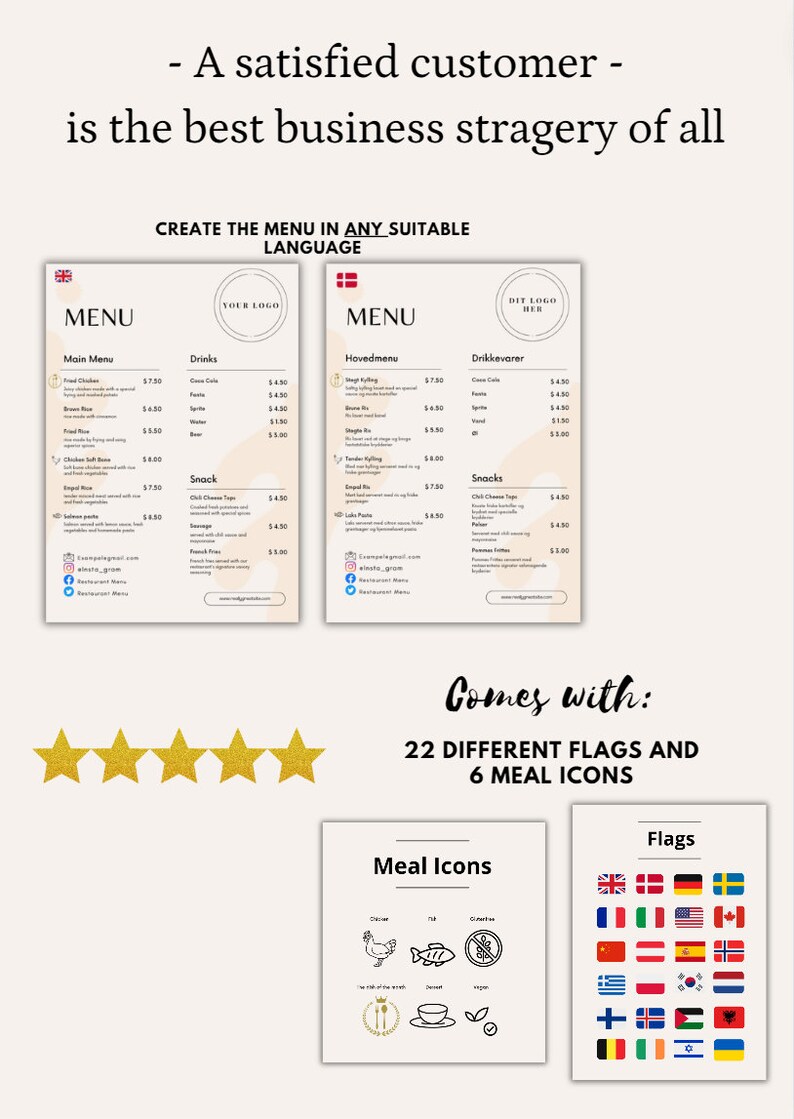 Beige Restaurant Menu Template, Eye-catching, Stylish, Professional ...