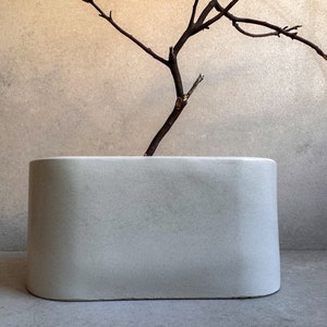 Oval Concrete Planter, Decorative Cement Pot, Trinket Trough ...