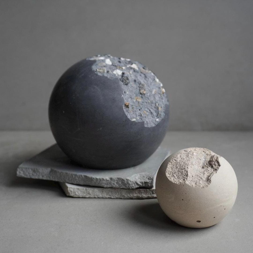 Wabi Sabi Concrete Sphere, Live Edge Ball, Broken Cement Bookend ...
