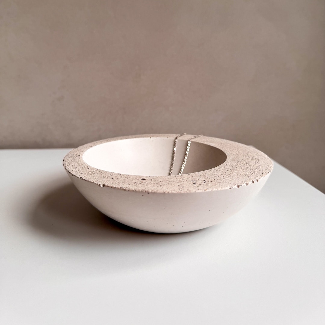 Minimalist Concrete Bowl, Asymmetrical Catch All, Modern Cement Bowl ...